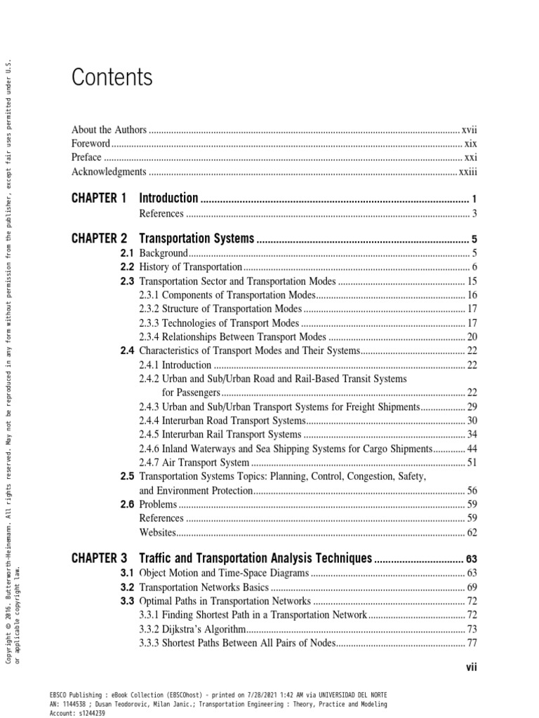 CHAPTER 1 Introduction CHAPTER 2 Transportation Systems | PDF | Traffic | Transport