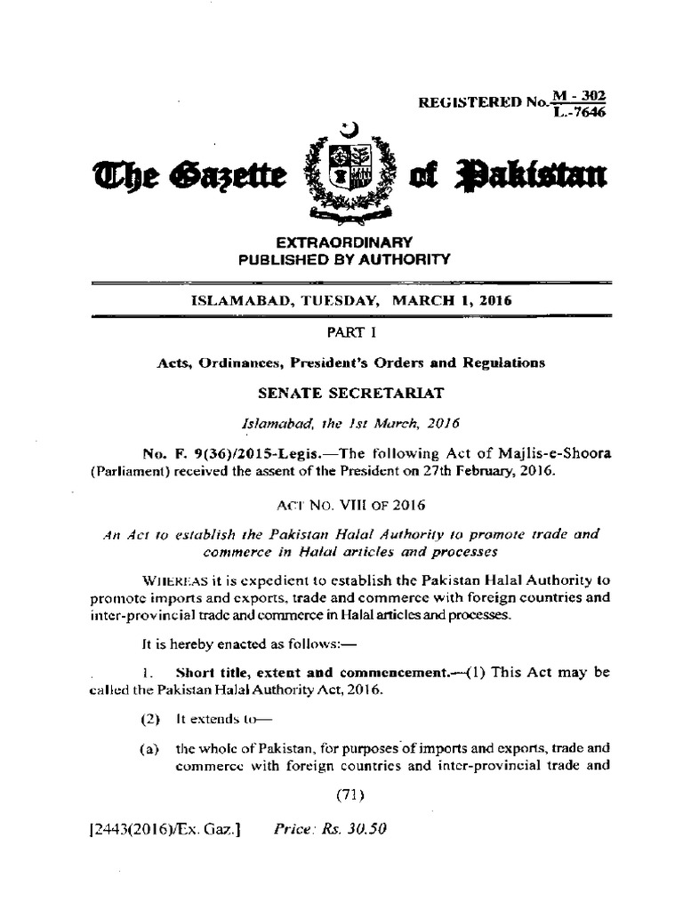 Halal Authority Act 2016 | PDF