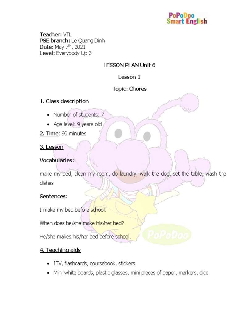 Teacher: VTL PSE Branch: Le Quang Dinh Date: May 7 Level: Everybody Up ...