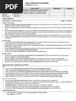 Chartered Accountant (CA) Articleship Resume Sample | PDF | Cognition ...
