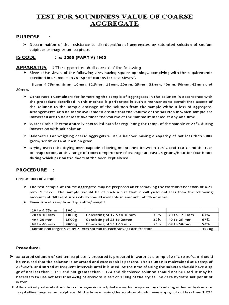 Soundness Test For Aggregate | PDF | Particle Size Distribution ...
