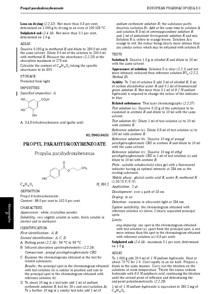 Propyl Parahydroxybenzoate | PDF | Solubility | Solution