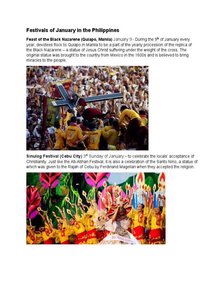 Festivals of January in The Philippines | PDF | Social Science | Travel