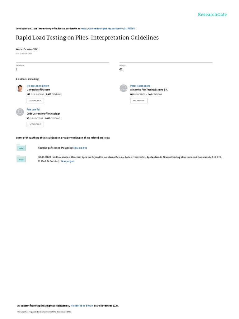 Rapid Load Testing On Piles Interpretation Guideli | PDF | Geotechnical ...