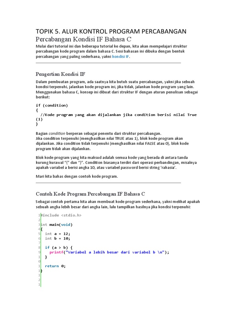 Topik 5 Percabangan | PDF | Metode & Bahan Ajar | Komputer