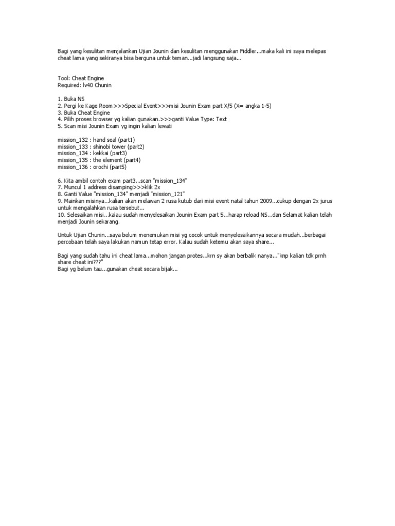 Bagi Yang Kesulitan Menjalankan Ujian Jounin Dan Kesulitan Menggunakan Fiddler | PDF | Game ...