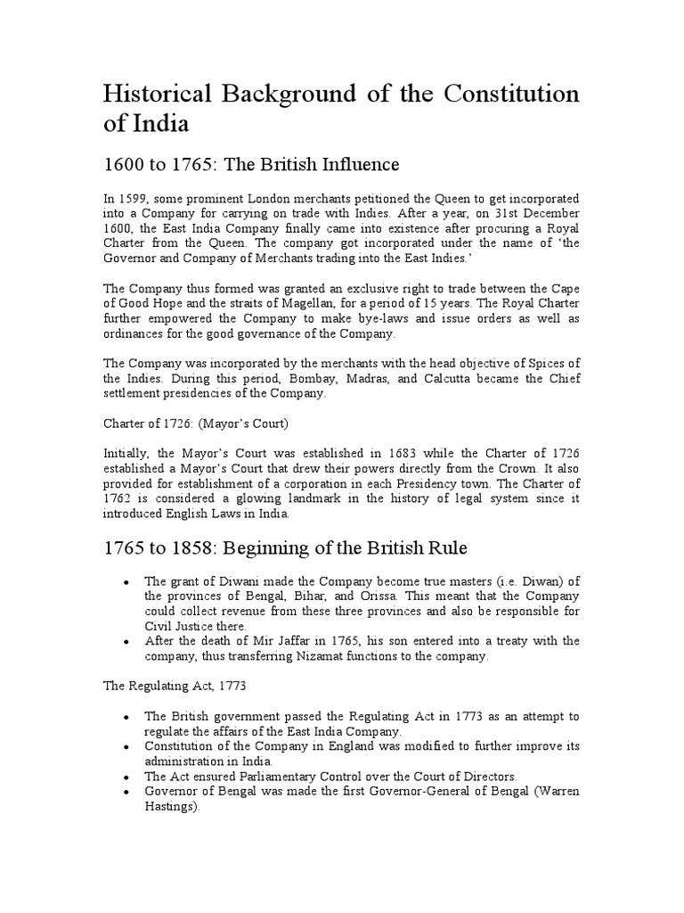 Historical Background of The Constitution of India | PDF | British Raj ...
