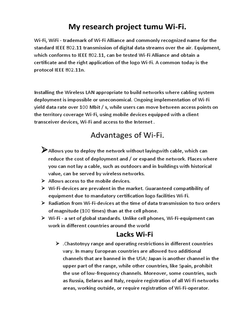 My Research Project Tumu Wi-Fi | PDF | Wi Fi | Computer Network