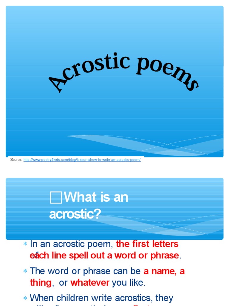 How to Write an Acrostic Poem | PDF | Language Arts & Discipline