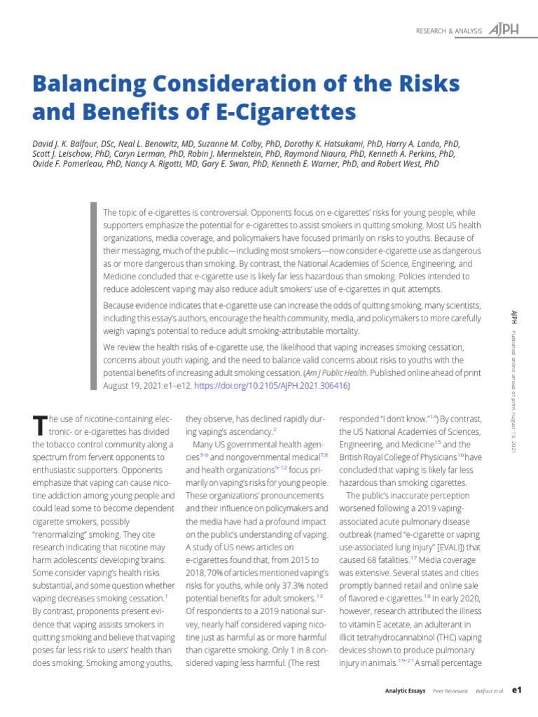 Balfour Et Al. - 2021 - Balancing Consideration of The Risks and Benefits | PDF | Electronic ...