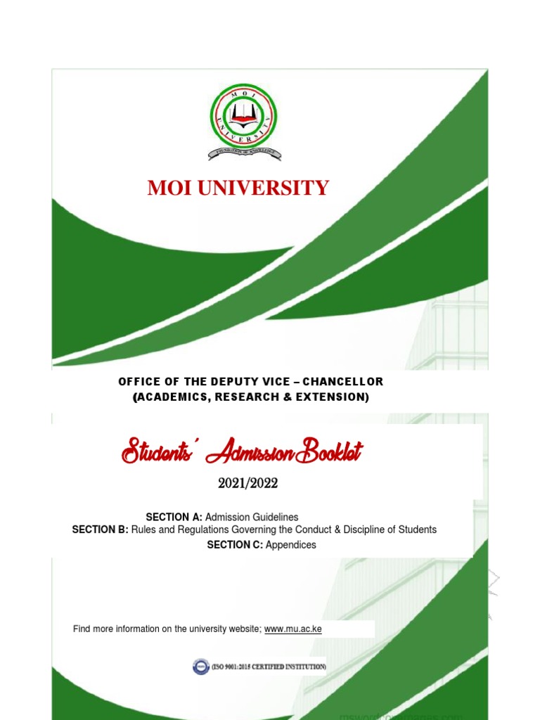 Students' Admission Booklet: Moi University | PDF | Assault | Crimes