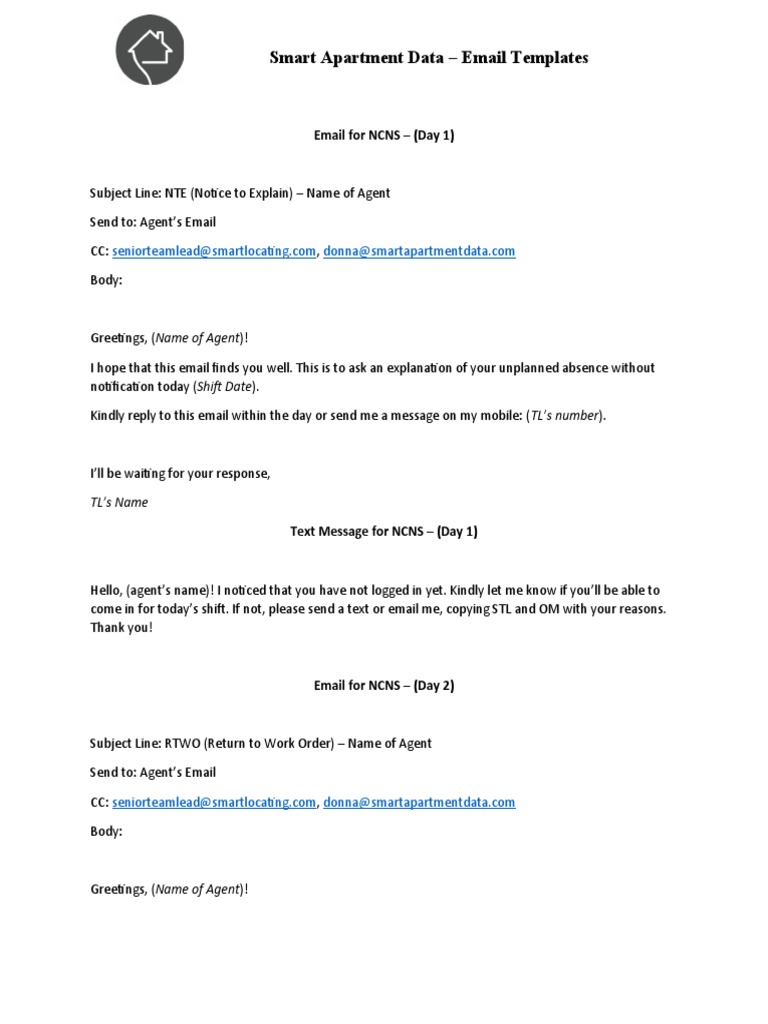 Email Templates For Prolonged Absences | PDF | Text Messaging