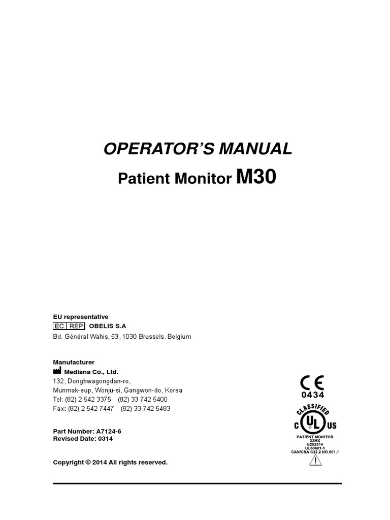 Monitor Mediana Lucon m30 | PDF | Blood Pressure | Medical Specialties