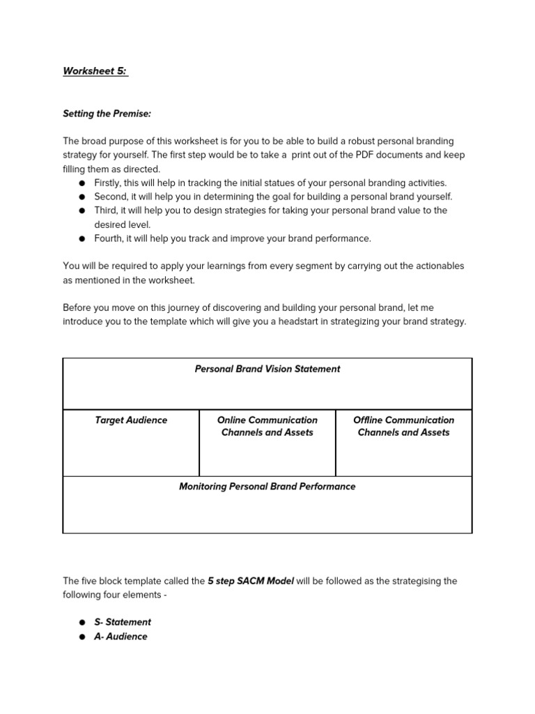 Worksheet 5:: Setting The Premise | PDF | Brand | Target Audience