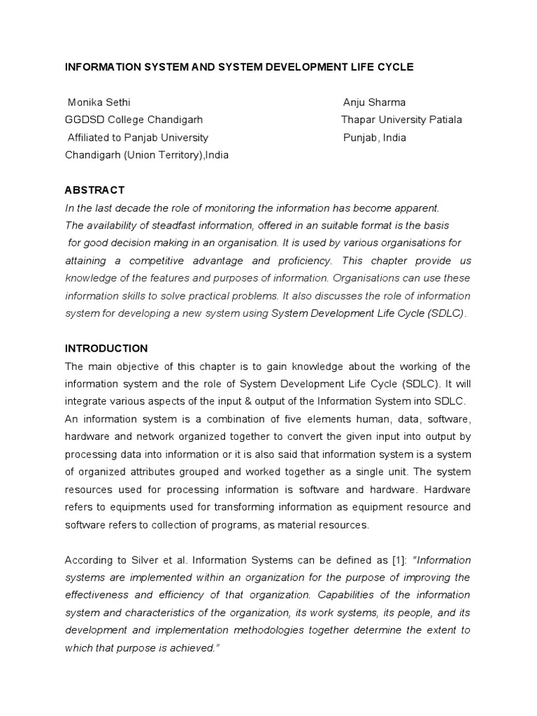 Information System and System Development Life Cycle | PDF | Software ...