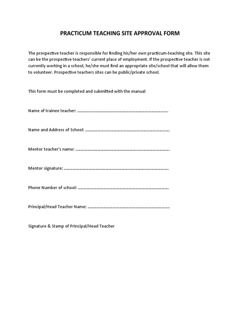Practicum Teaching Site Approval Form | PDF