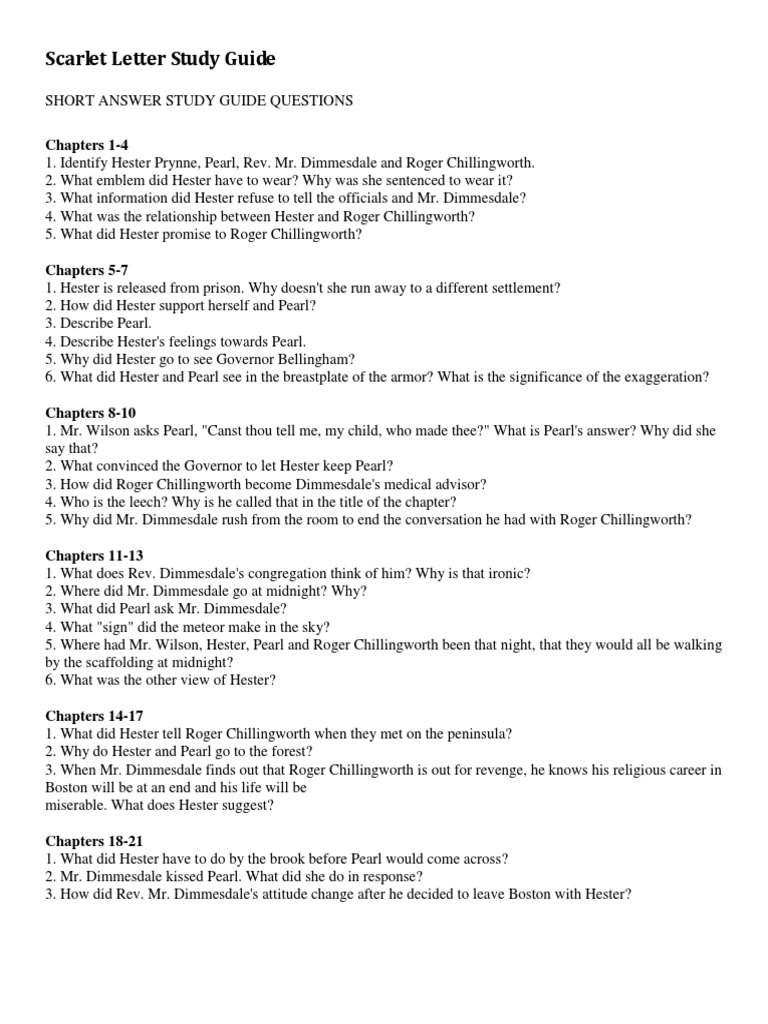 Scarlet Letter Study Guide | PDF | The Scarlet Letter