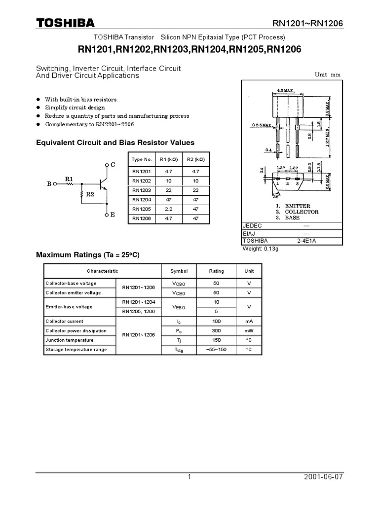 RN1201, RN1202, RN1203, RN1204, RN1205, RN1206: Switching, Inverter ...