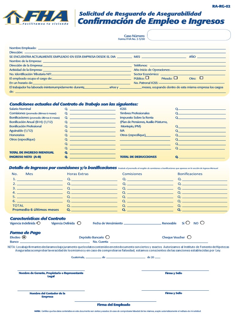 FHA Formulario Amarillo 6 | PDF