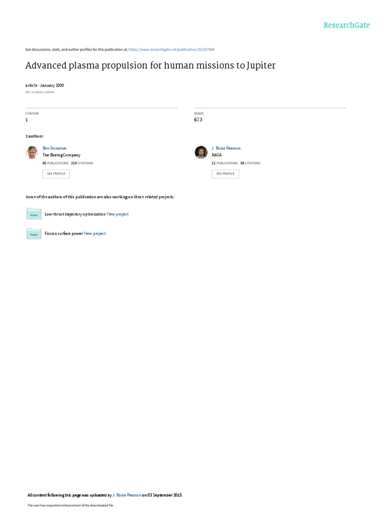 Advanced Plasma Propulsion for Human Missions to Jupiter: An Analysis ...