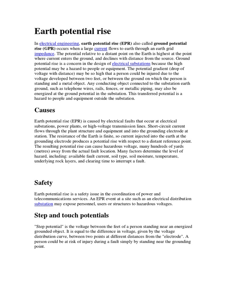 Earth Potential Rise | PDF | Electrical Engineering | Electromagnetism
