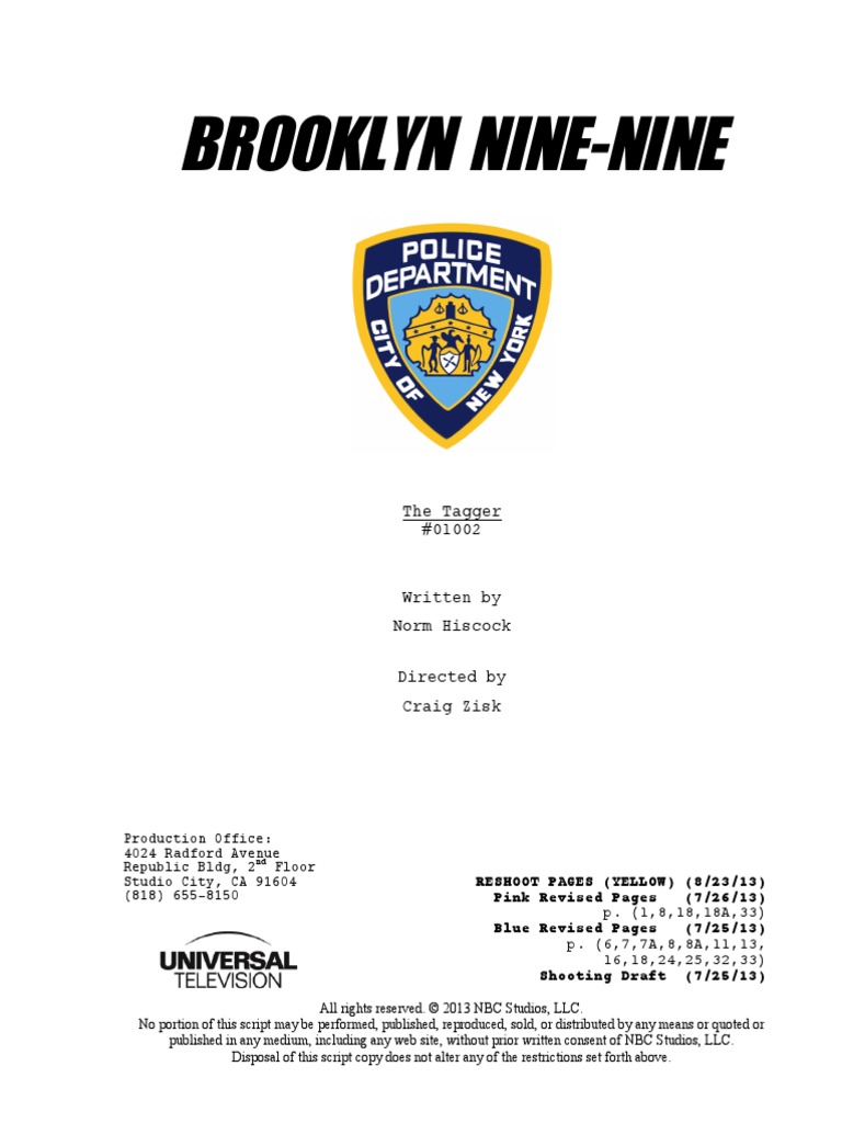 Brooklyn Nine-Nine: The Tagger #01002 | PDF | American Television ...