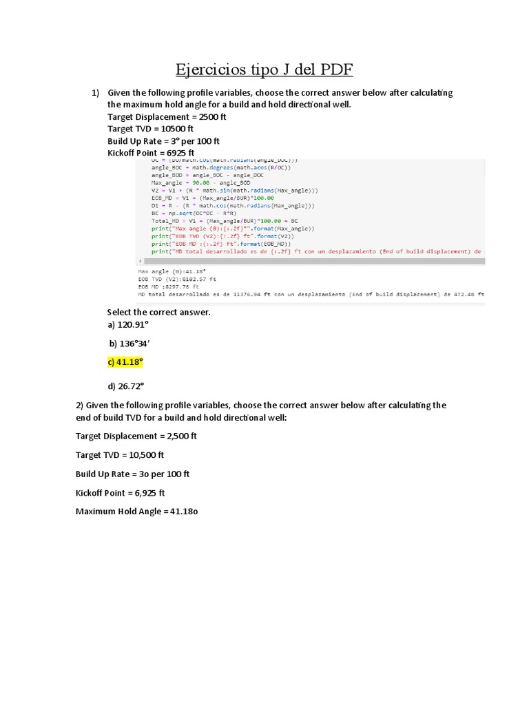 Ejercicio Pozo Tipo J | PDF | Technology & Engineering