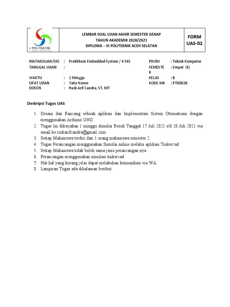 UAS Embedded System Teknik Komputer | PDF | Komputer