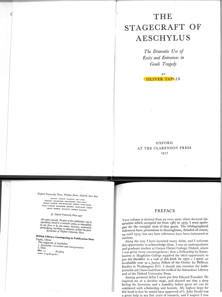 Oliver Taplin - The Stagecraft of Aeschylus | PDF