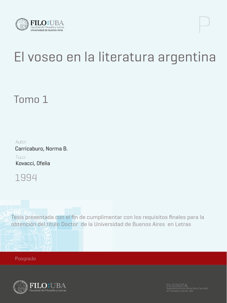 El Voseo en La Literatura Argentina 1 | PDF | Pronombre | Verbo
