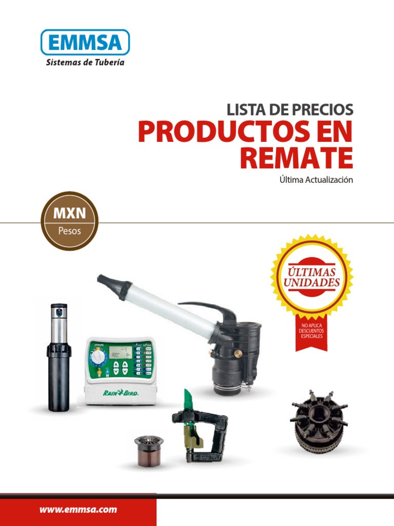 Emmsa LP Productosenremate Pesos | PDF | Tubería (transporte de fluidos ...