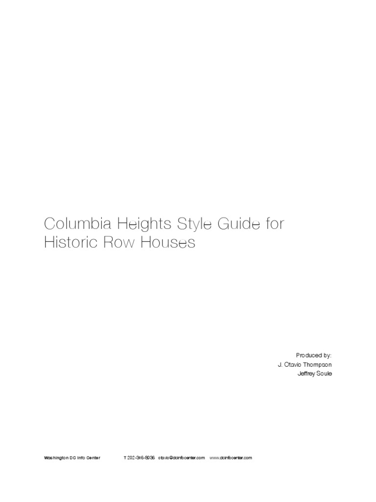 Columbia Heights Style Guide For Row Houses | PDF | Porch | Roof
