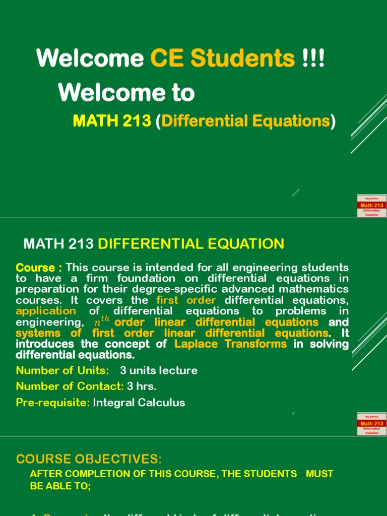 File 1 in Math213 | PDF | Differential Equations | Equations