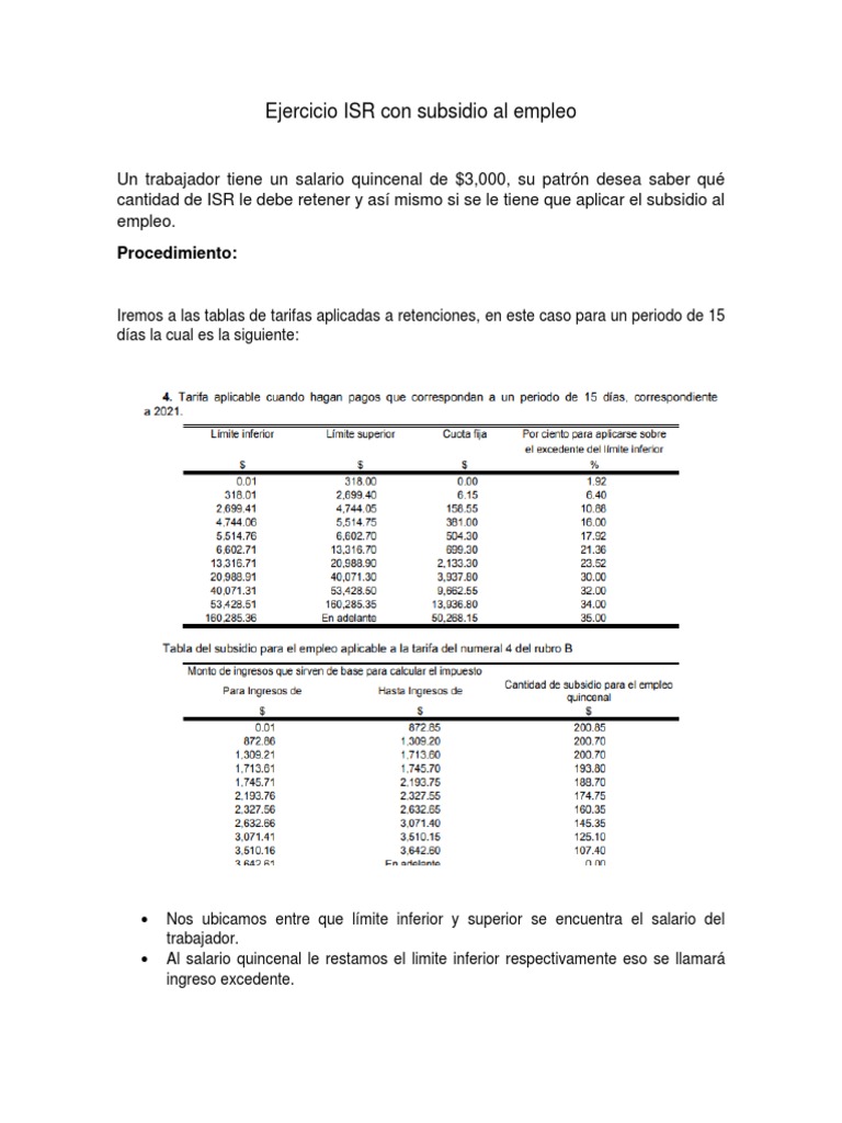 Ejercicios ISR | PDF | Impuesto sobre la renta | Salario