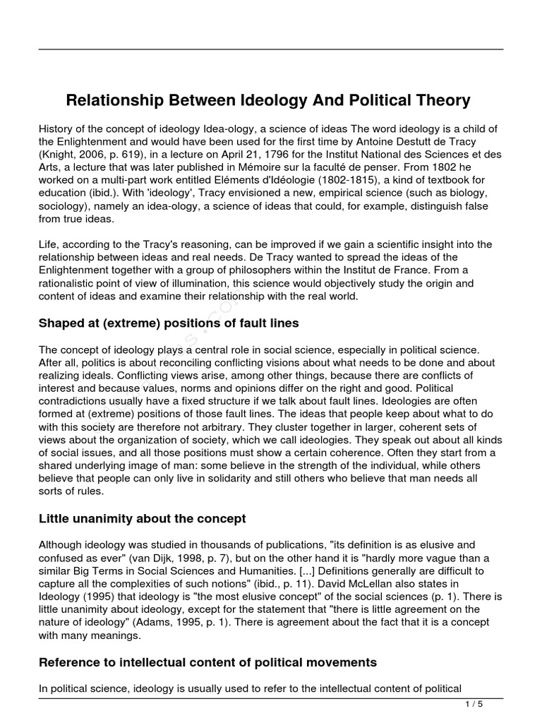 Relationship Between Ideology and Political Theory: Shaped at (Extreme ...