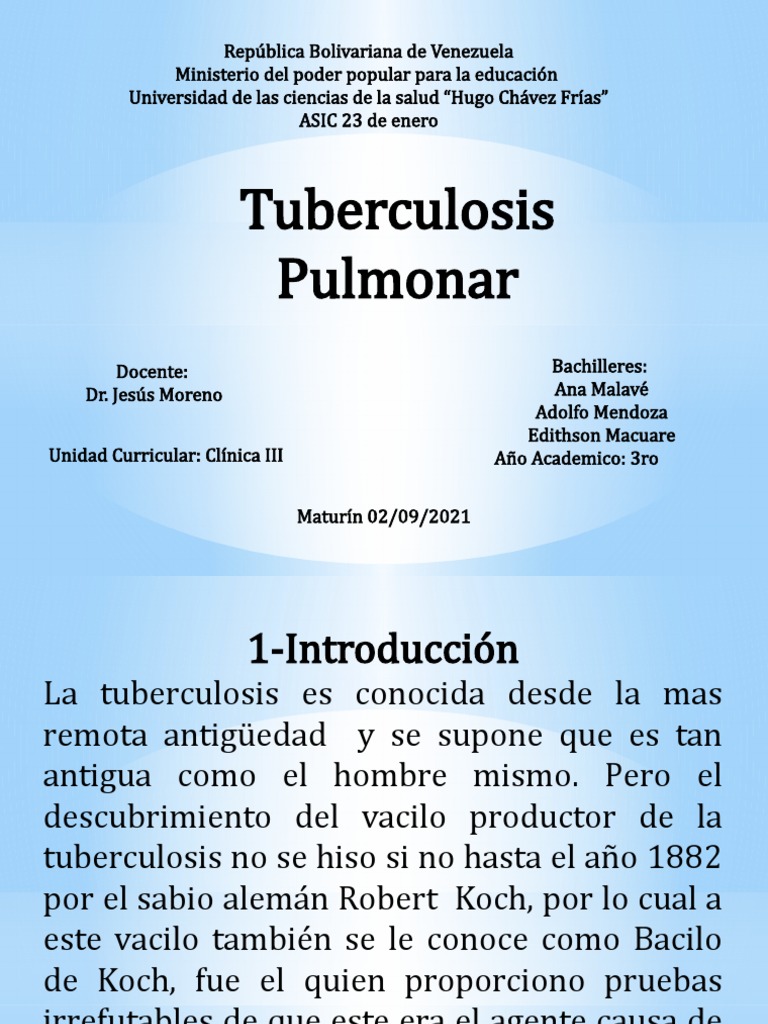 Tuberculosis Pulmonar | PDF | Tuberculosis | Medicina CLINICA