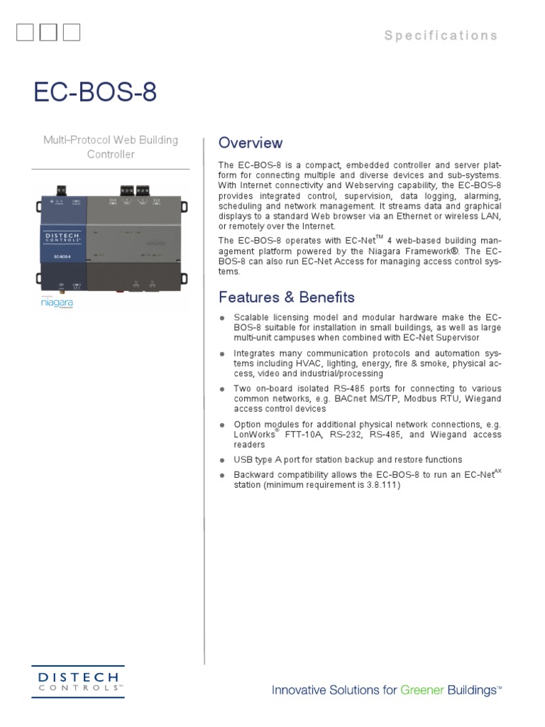 EC-BOS-8: Multi-Protocol Web Building Controller | PDF | Computer Network | Wi Fi