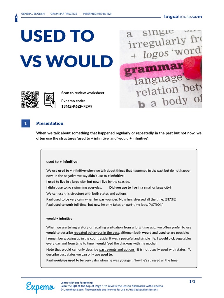 Used To Vs Would British English Student Ver2 | PDF | Grammar | Linguistics