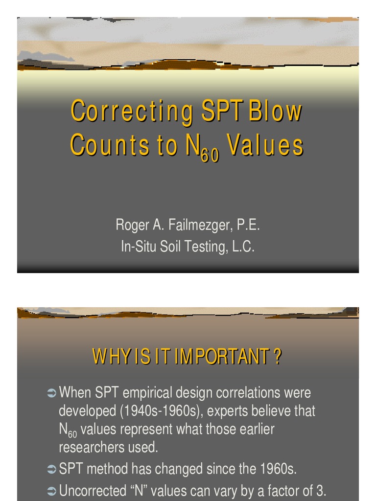 Correcting SPT Blow Counts To N60 Values | PDF