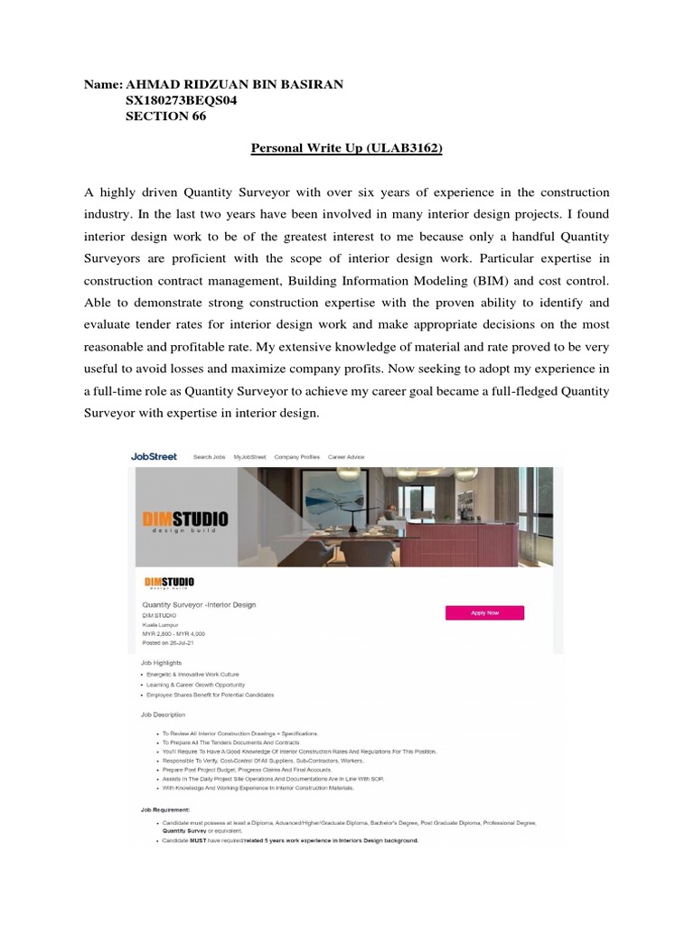 Ahmad Ridzuan Bin Basiran (SX180273BEQS04) - Personal Write Up | PDF