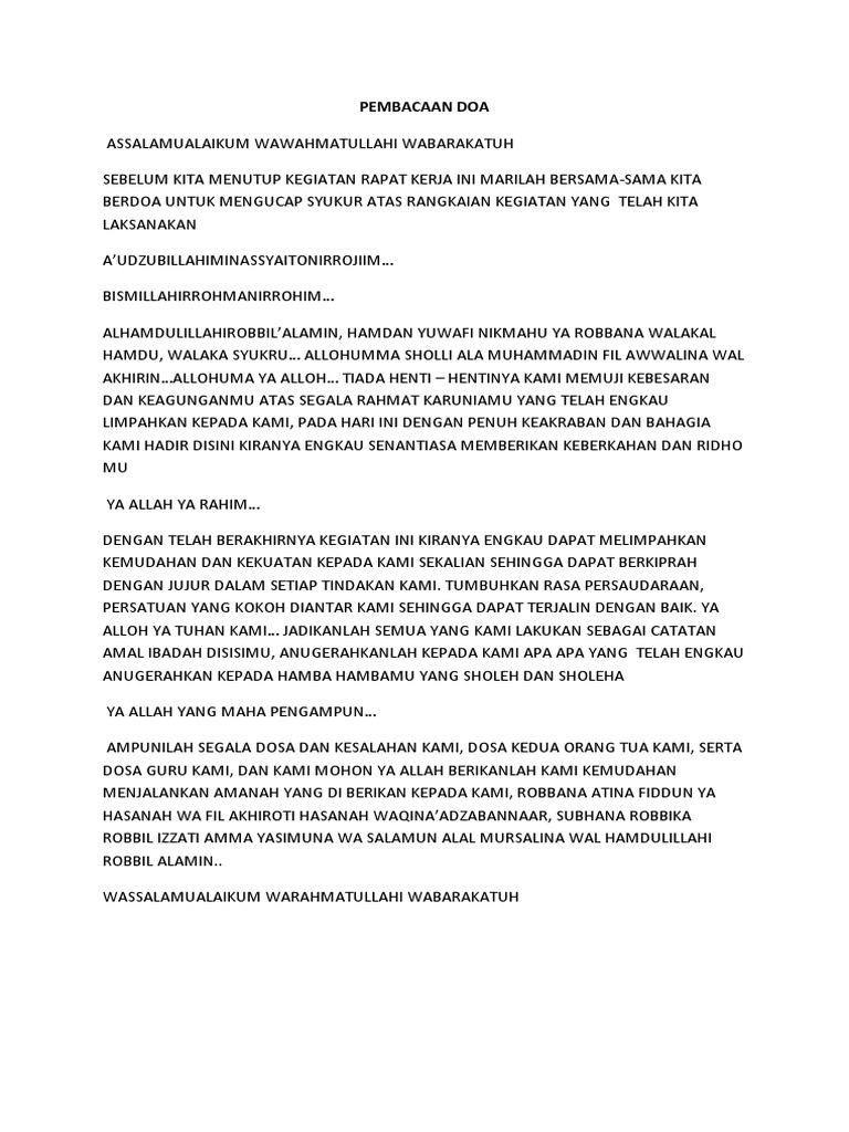 Teks Doa Pembuka Acara Rapat | PDF