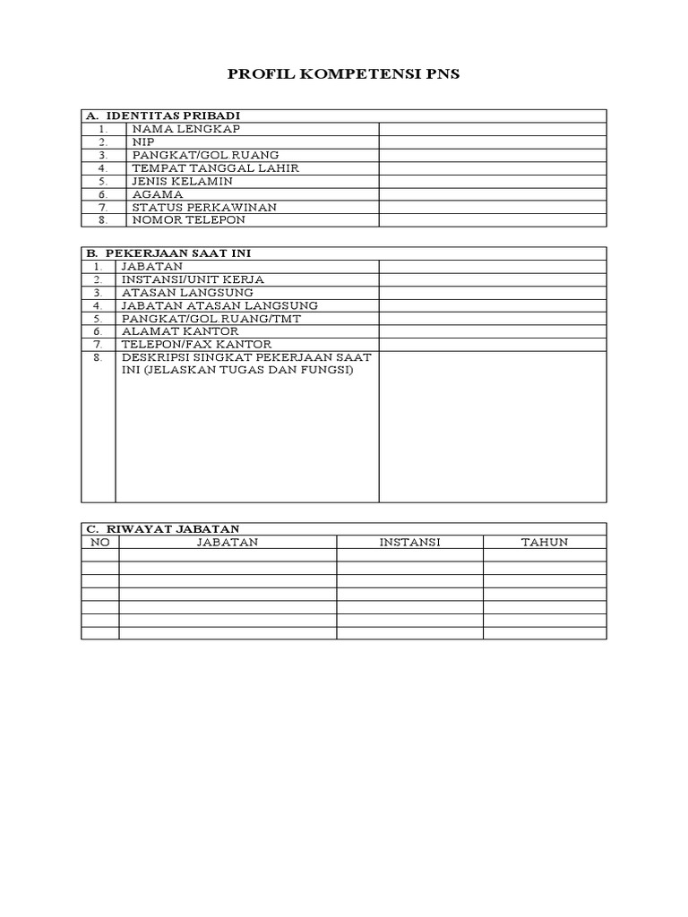 Profil Kompetensi Pns | PDF