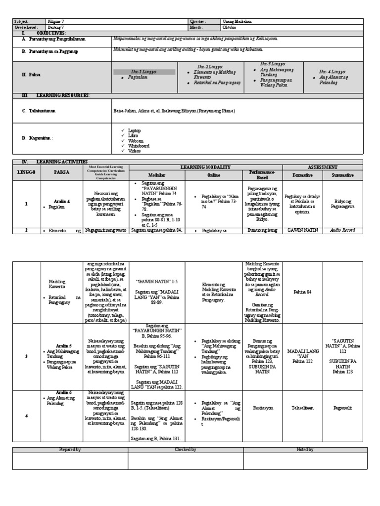 Filipino G7 - LP 3 | PDF