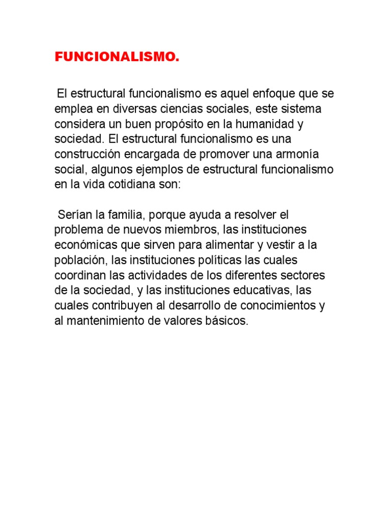 Funcionalismo Ejemplos | PDF