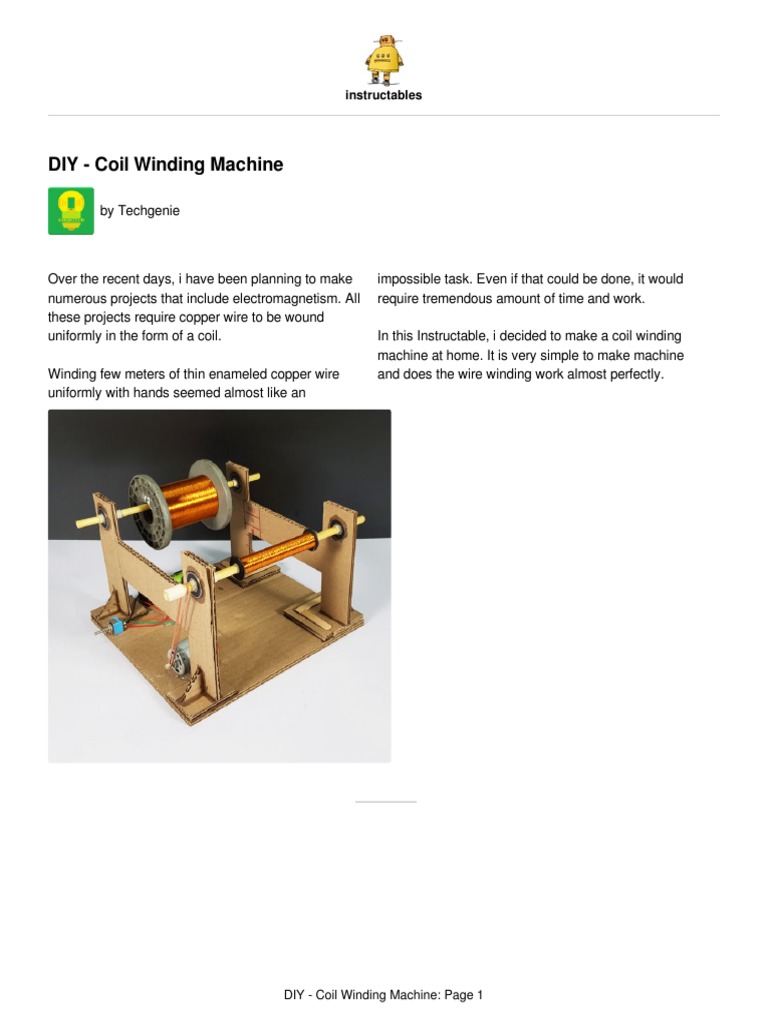 DIY Coil Winding Machine | PDF | Electric Motor | Wire