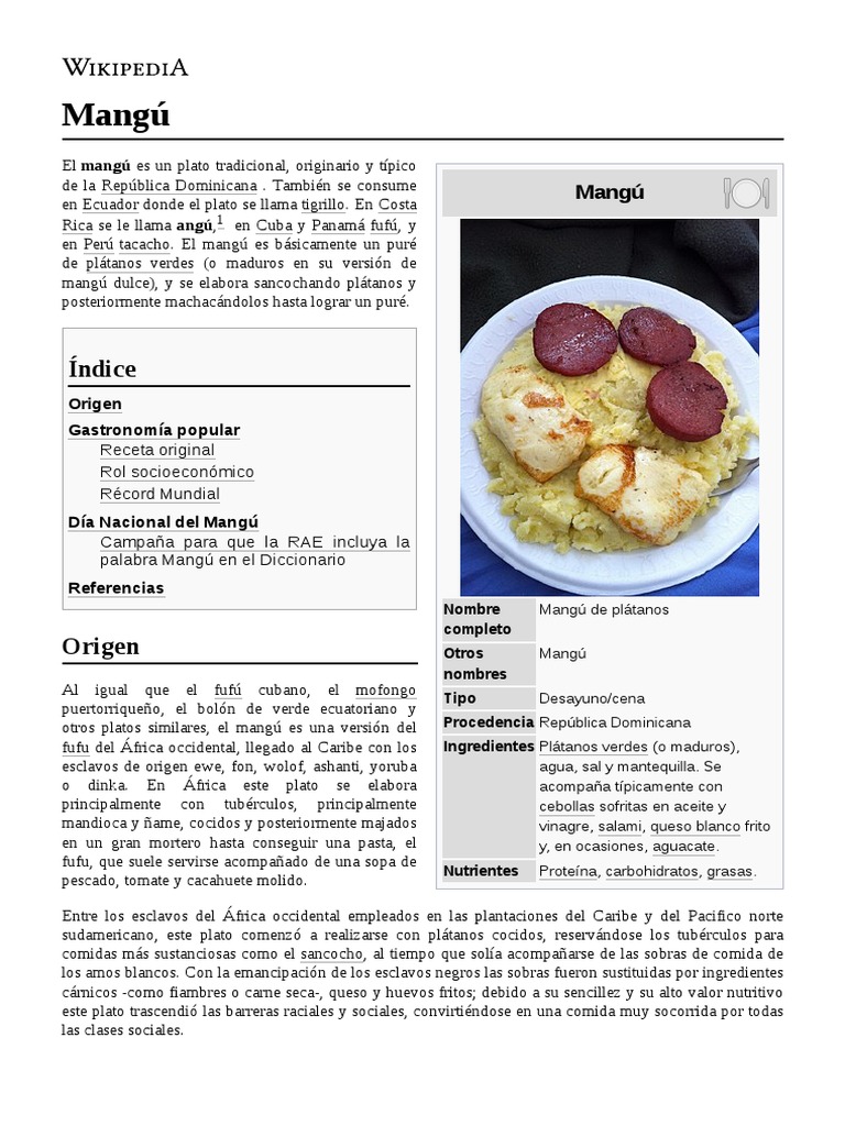 Mangú | PDF | Alimentos preparados | Comida y bebida