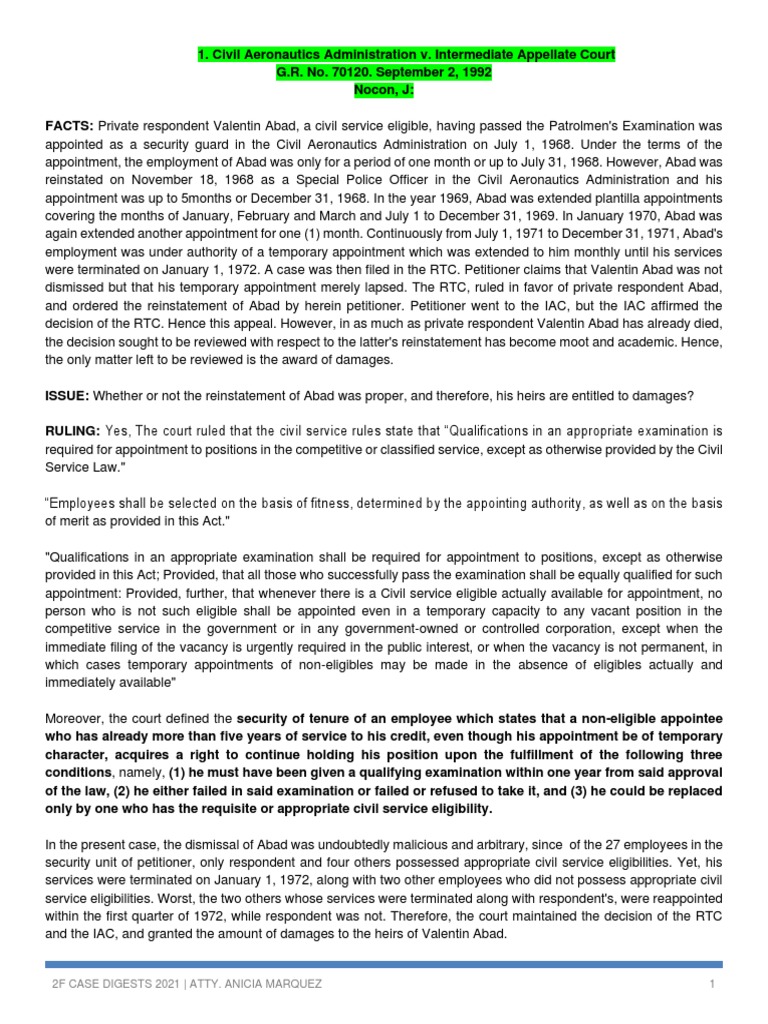 2F Case Digests 2021 - Atty. Anicia Marquez 1 | PDF | Injunction | Writ