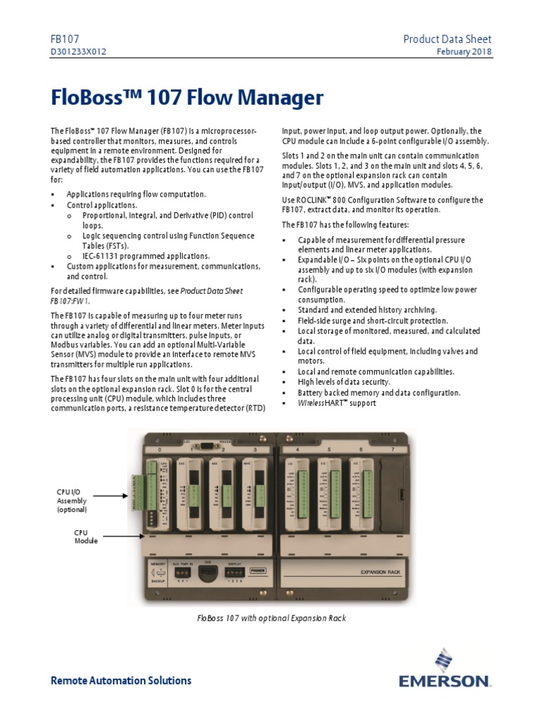Product Data Sheet Floboss 107 Flow Manager Fb107 en 132260 | PDF ...