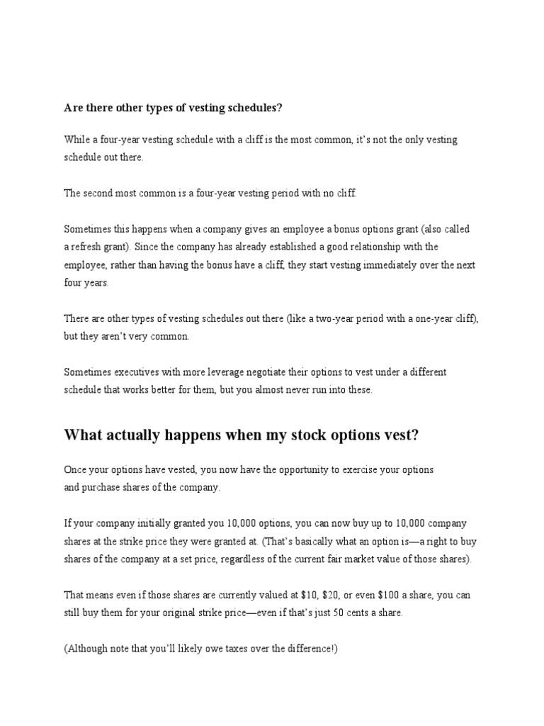 Other Types of Vesting Schedules | PDF | Vesting | Option (Finance)