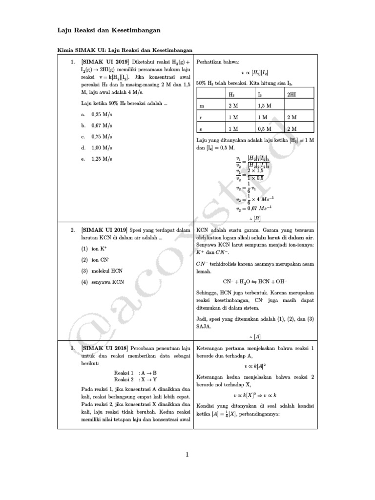 (KIMIA-P) Laju Reaksi Dan Kesetimbangan | PDF